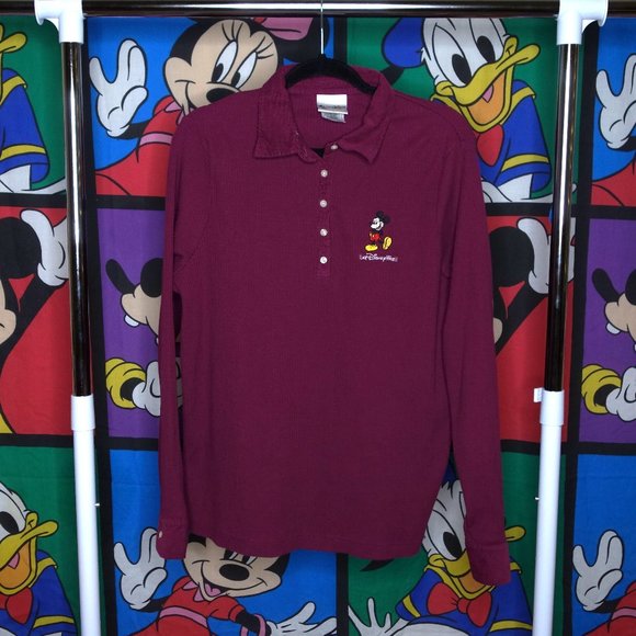 Disney | Tops | Vintage Walt Disney World Long Sleeve Polo | Poshmark